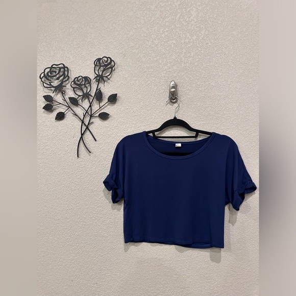 Tops | Womens Short Sleeve Crop Top Oversized Loose Fit Small Navy ...
